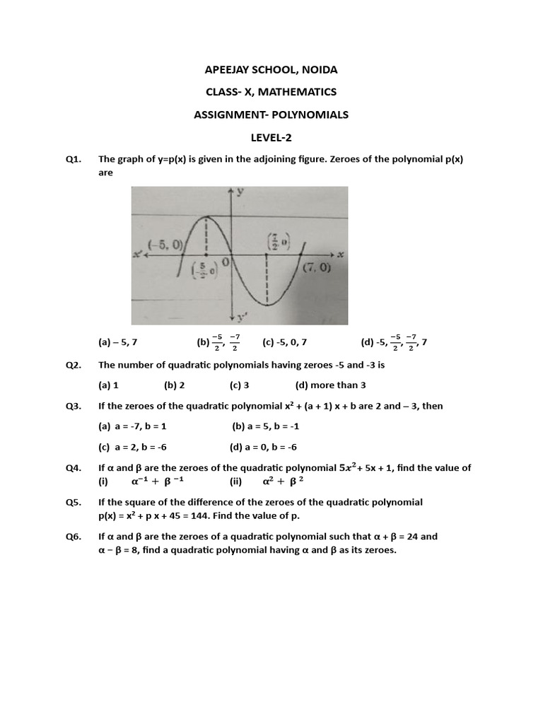 Assignment On Polynomials-Level-2 | PDF