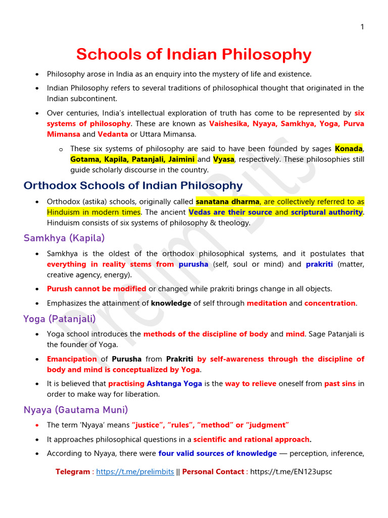 Schools of Indian Philosophy | PDF | Vedanta | Hindu Philosophy
