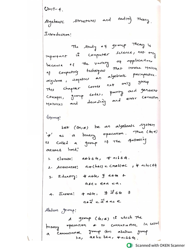 DM- Unit 4 - Group Theory | PDF