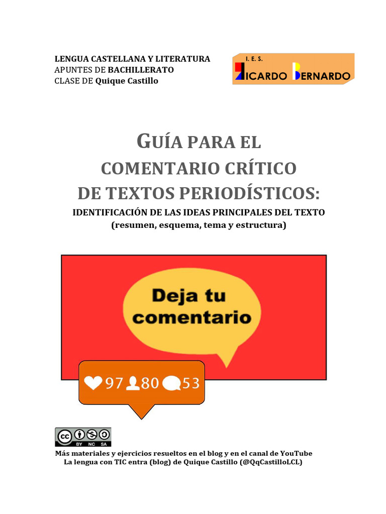 1.1-Guía comentario crítico de textos periodísticos (resumen, esquema ...