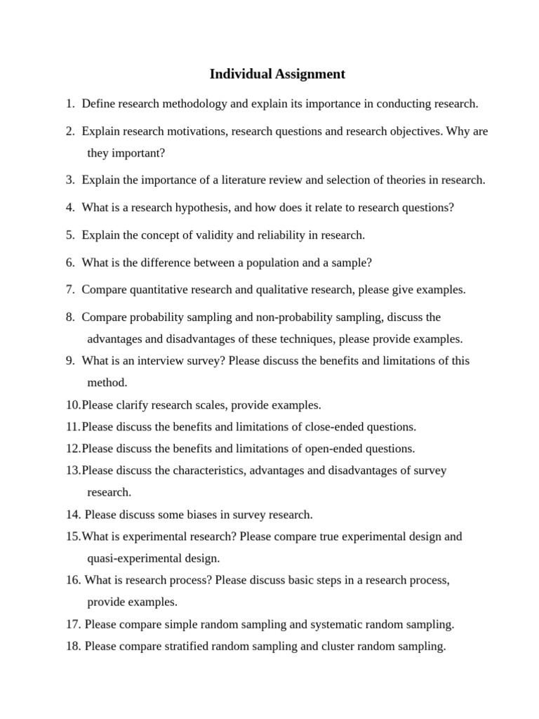 Individual Assignment - Research Method | PDF | Methodology | Sampling (Statistics)