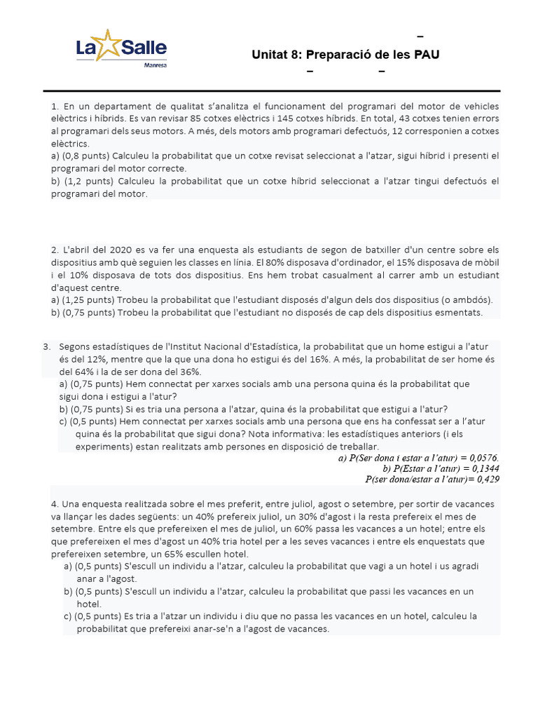 U8 BAT2 PAU - Probabilitat | PDF