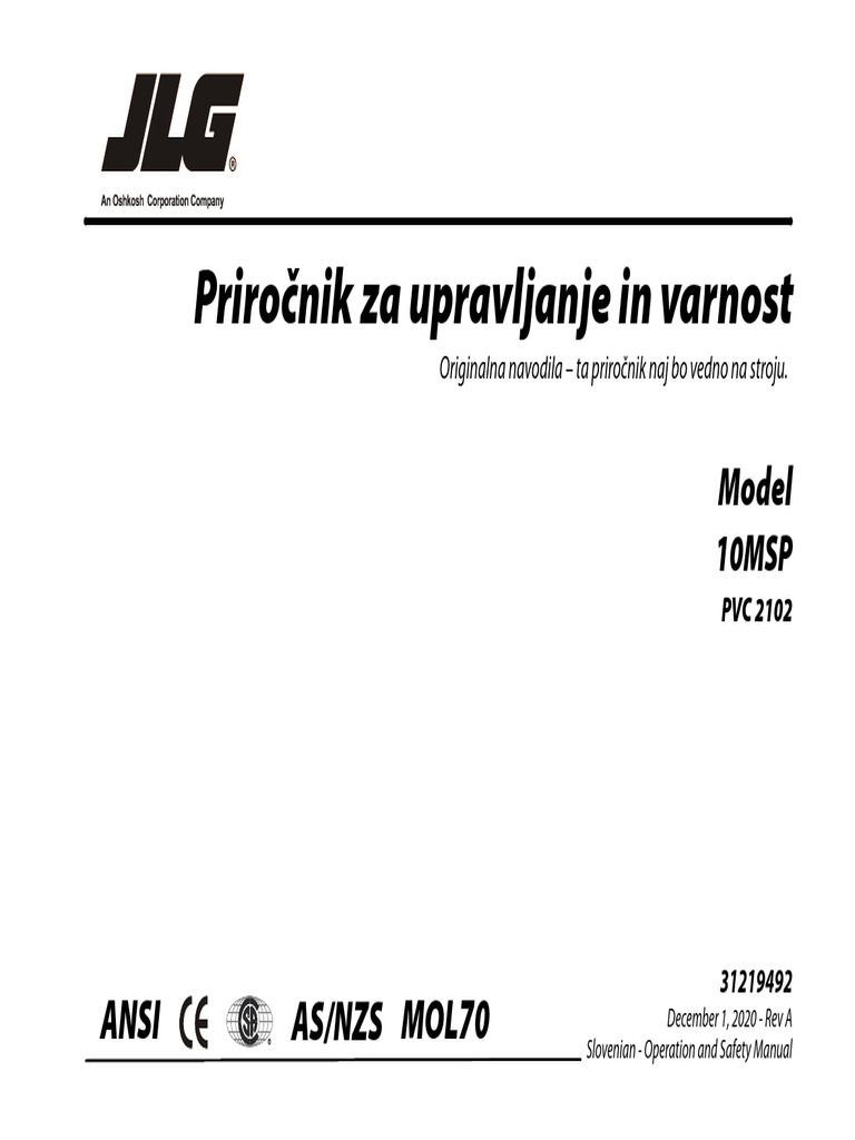 A 10MSP JLG Operation Slovenian | PDF