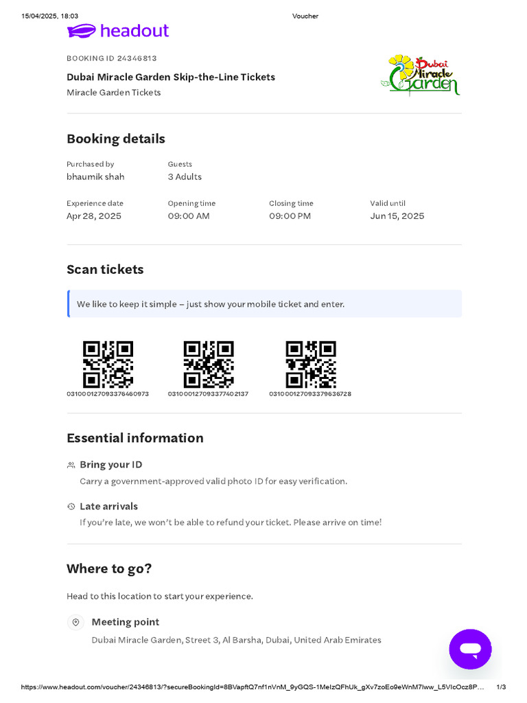 28 April 1.3 Dubai Miracle Garden Skip-The-Line Tickets | PDF