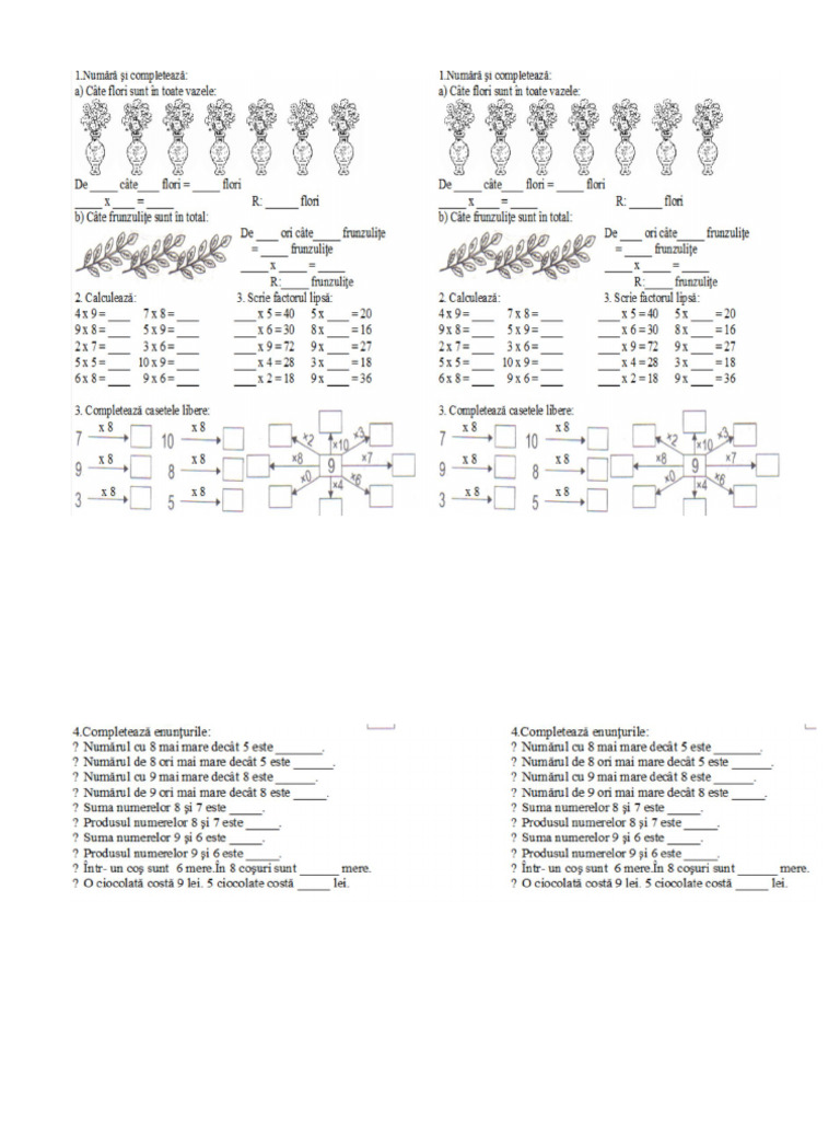 Fisa de Lucru Inmultire+probleme | PDF