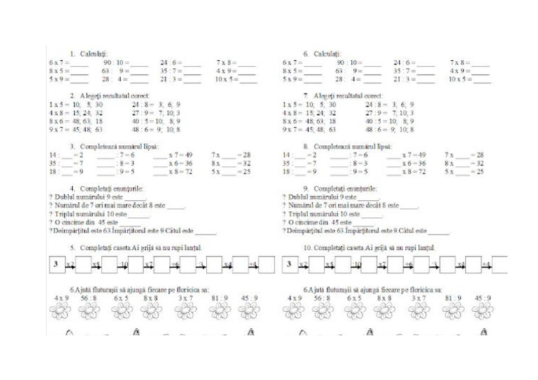 Exercitii tabla inmultiri 2 | PDF