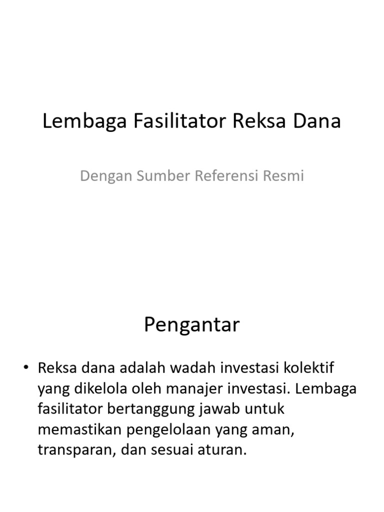 Lembaga Fasilitator Reksa Dana di Indonesia | PDF