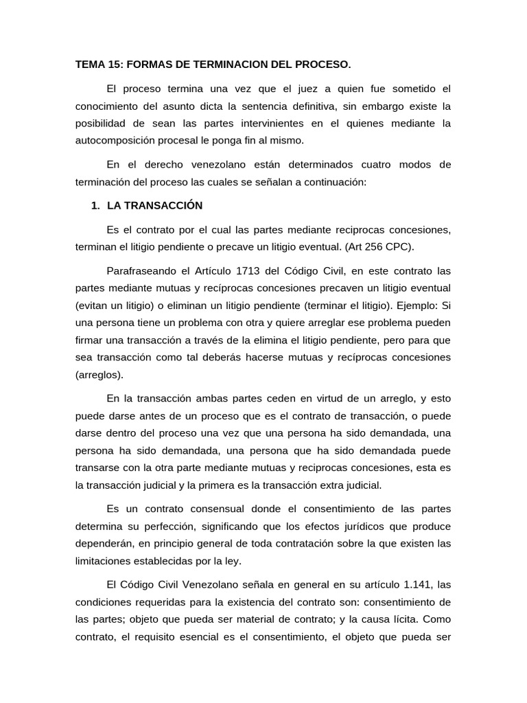 Formas de Terminación del Proceso Legal | PDF | Demanda judicial | Ley ...