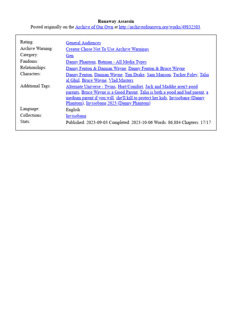 Runaway Assassin | PDF | Batman