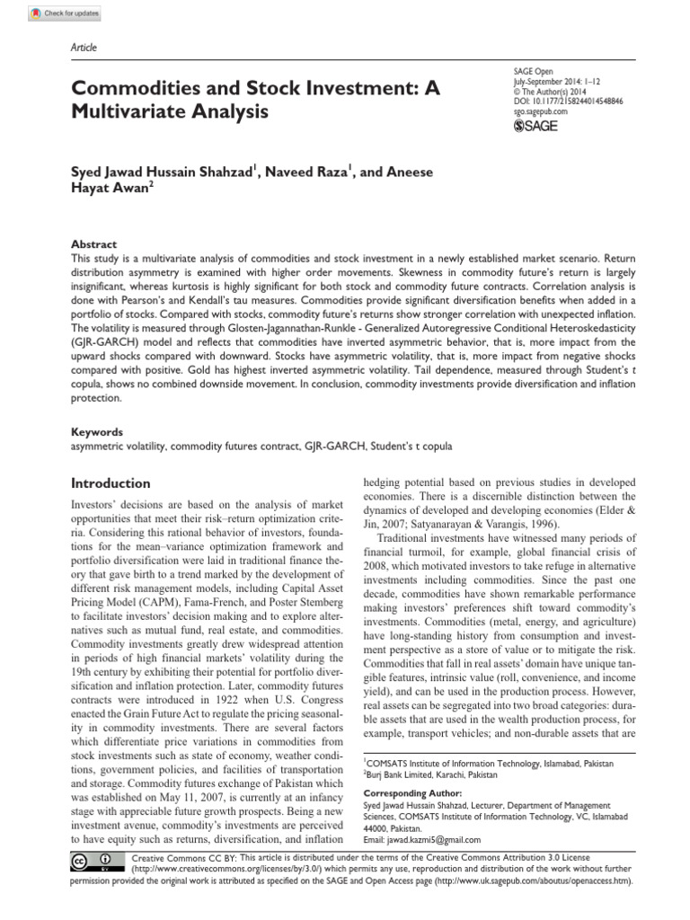 Commodities and Stock Investment A Multivariate Analysis-Annotated | PDF | Futures Contract ...
