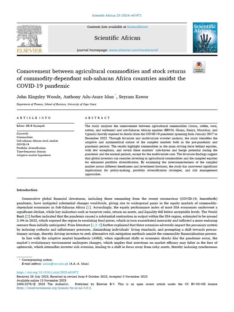 Comovement between agricultural commodities and stock returns of ...