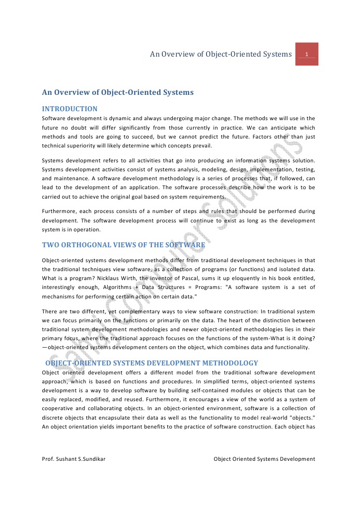 Ch01 Overview of OOSD | Download Free PDF | Object Oriented Programming | Object (Computer Science)