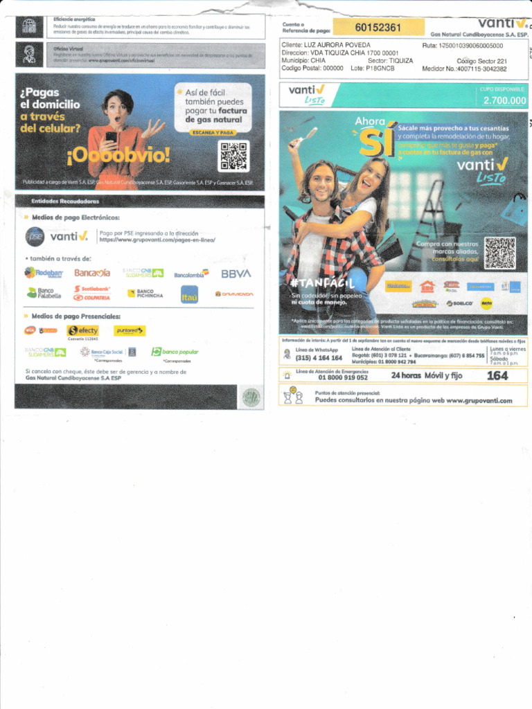 RECIBOS VANTI GAS | PDF