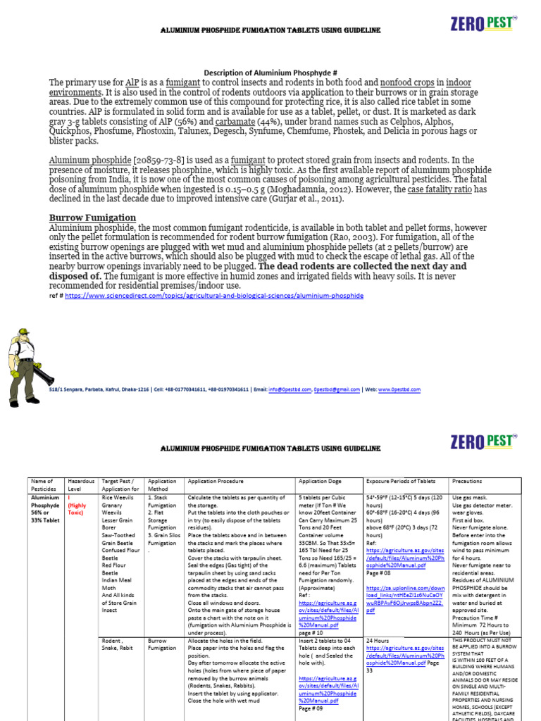 Aluminium Phosphide Fumigation Tablets Using Guideline | PDF