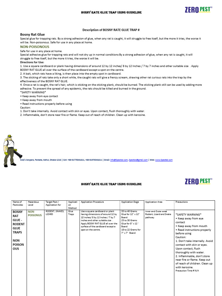 Bosny Rate Glue Rodent Traps Using Guideline | PDF | Trapping | Adhesive
