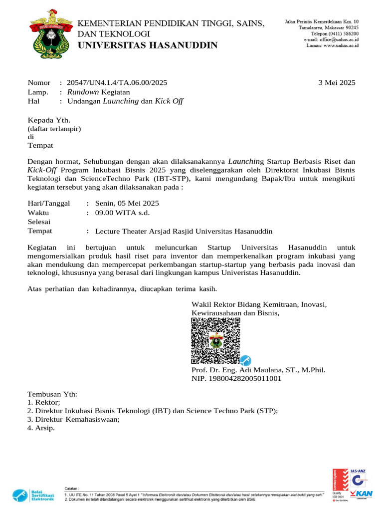 Undangan Launching Startup Riset 2025 | PDF