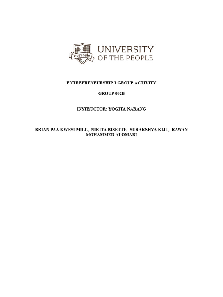 Group Activity Group 002B | PDF | Startup Company | Small Business ...