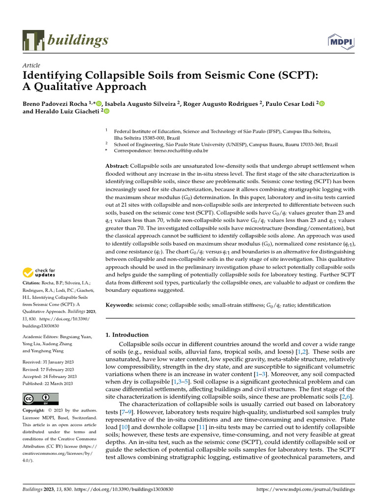 Identifying Collapsible Soils From Seismic Cone SC | PDF | Strength Of ...