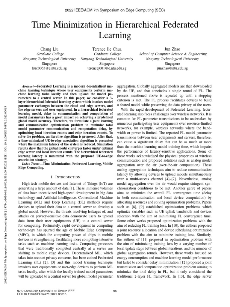 Time Minimization in Hierarchical Federated Learning | PDF | Mathematical Optimization ...