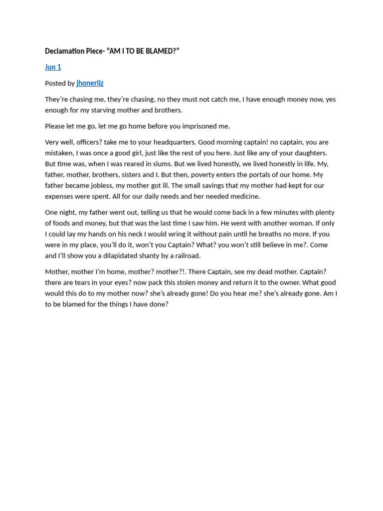 Declamation Piece | PDF