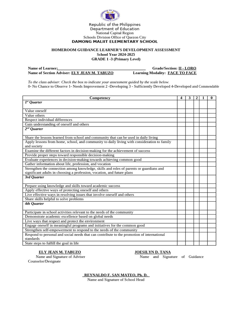 HG Assessment-Tool G1-3 A4size 2022-1 | PDF | Learning | Decision Making