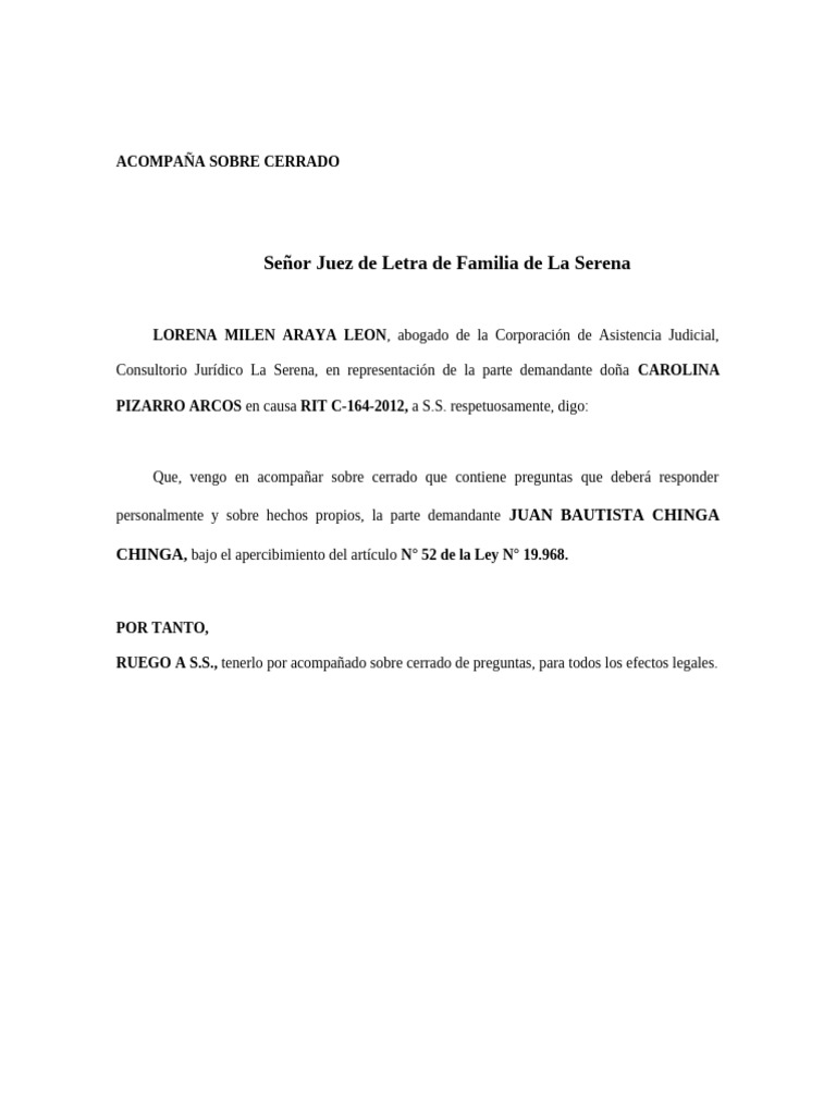 Acompaña Sobre Cerrado JUAN CHINGA | PDF