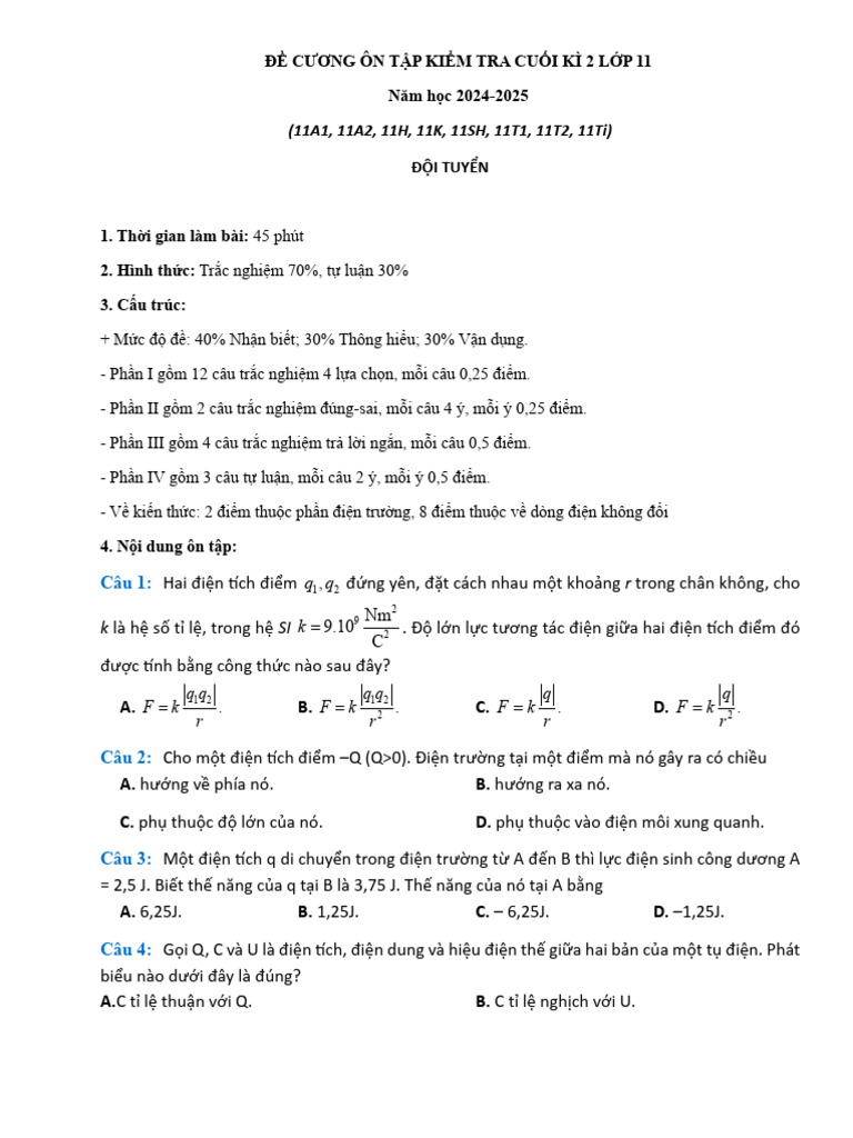 DE CUONG KIEM TRA CUOI KI 2 LOP 11 DOI TUYEN | PDF