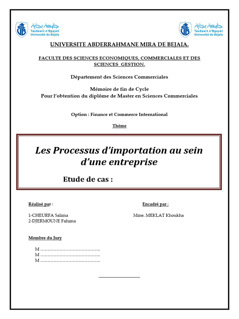 Les Processus D'importation Au Sein D'une Entreprise | PDF | Lettre de ...