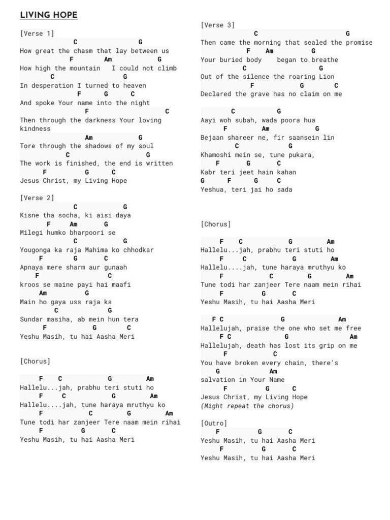 Living Hope Lyrics and Chords | PDF