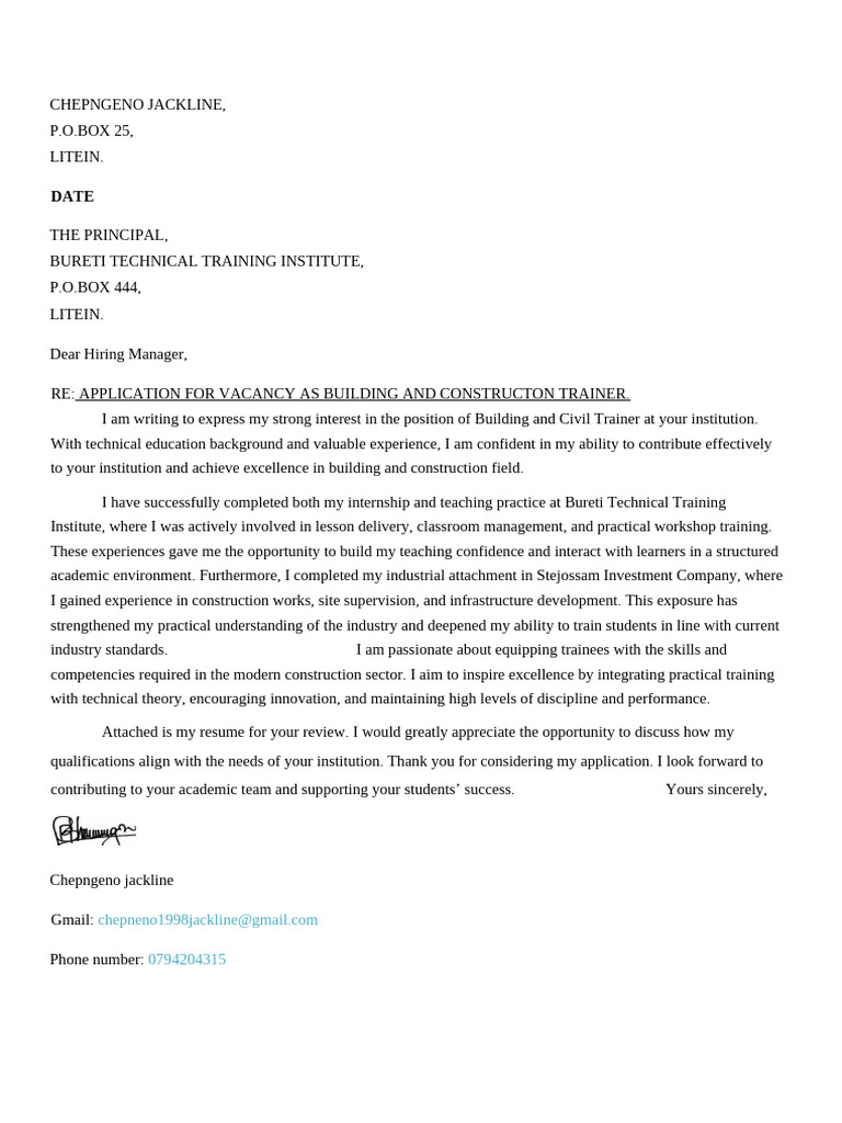 Chepngeno Cover Letter | PDF
