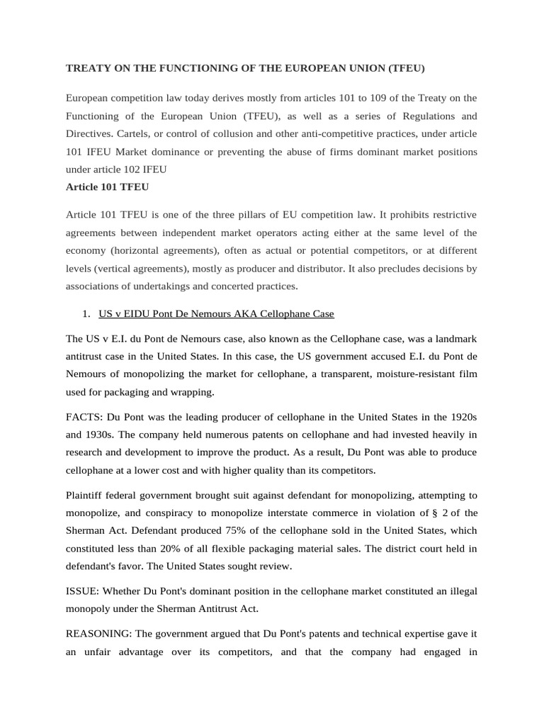 Competition Law Case Analysis | PDF | Sherman Antitrust Act | Monopoly