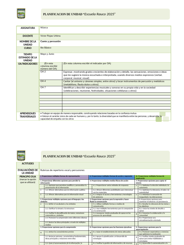 Planificación 2 Unidad 6to Basico | PDF | Cognición | Ciencia cognitiva