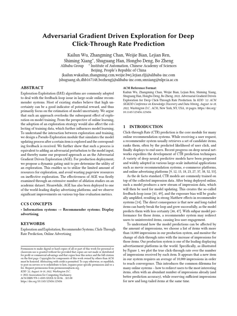 (21.12) Adversarial Gradient Driven Exploration For Deep Click-Through Rate Prediction | PDF ...