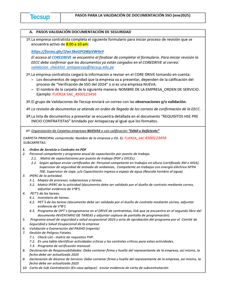 Validación Documentación SSO y PASHO 2025 | PDF