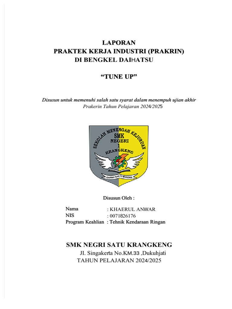 1 - Updated - PDF Laporan Praktek Kerja Industri Prakrin Tune Up - Compress | PDF