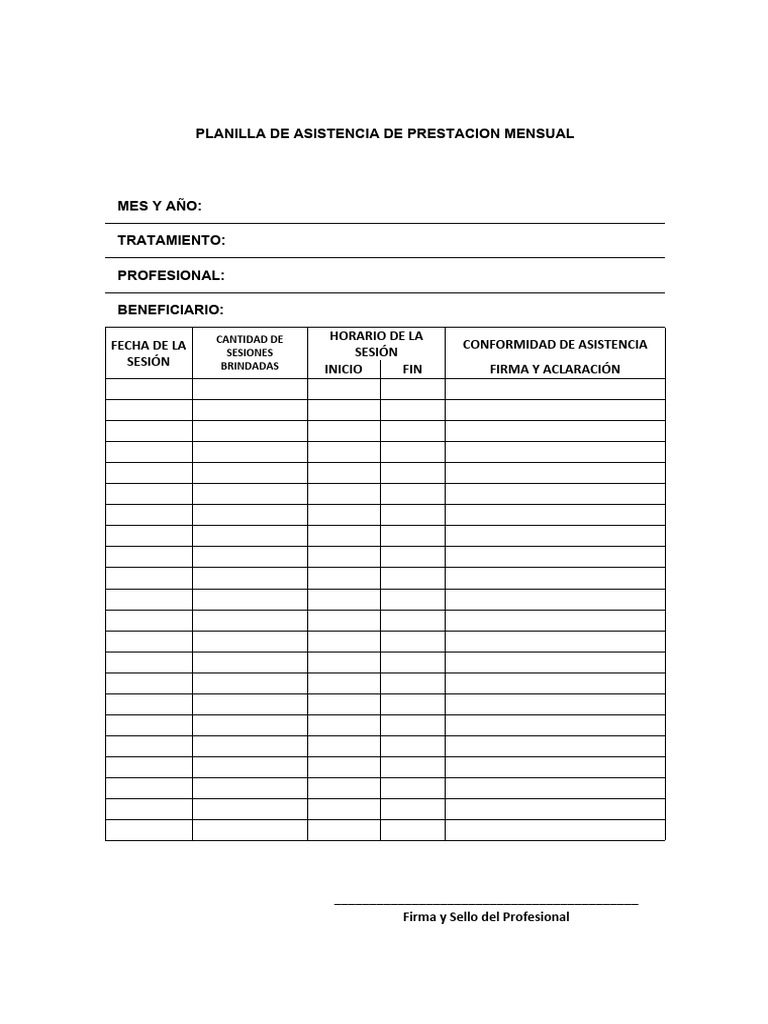 Planilla Asistencia HPC | PDF