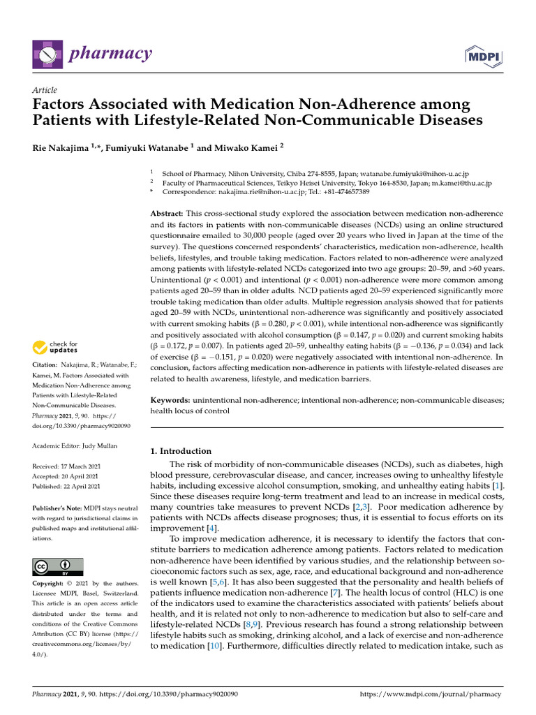 Adherence To Medication | PDF | Pharmacology | Social Programs