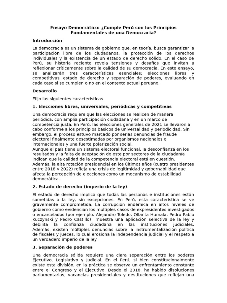 Ensayo Democrático LUCIA BANCES | PDF | Democracia | Ideologías políticas