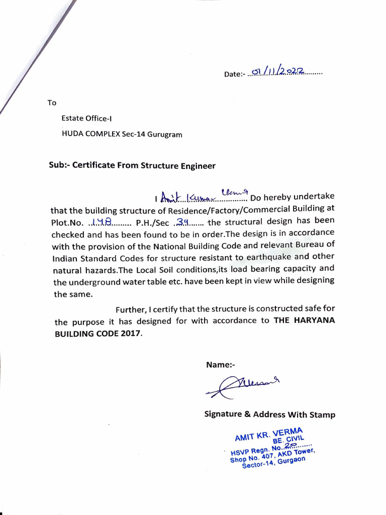 Structure Engineer Certificate | PDF