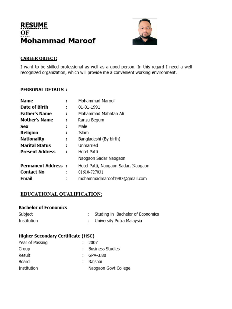 MAROOF CV General | PDF