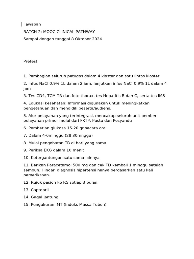 Jawaban MOOC BATCH2 CARE PATHWAY | PDF