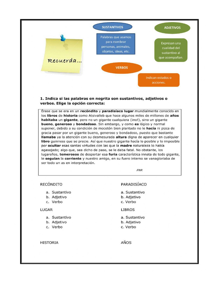 7 Sust. adj. y verbos | PDF