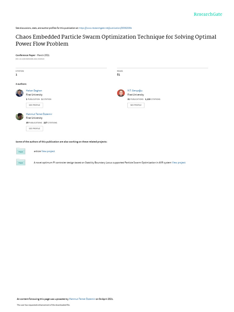 CEPSO Technique For Solving OPF Problem | PDF | Mathematical ...