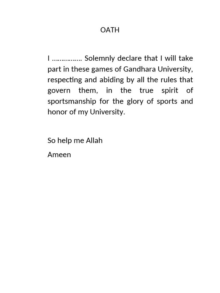 OATH (Sports) | PDF