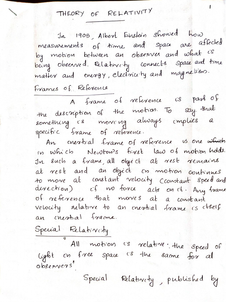 Theory of Relativity | PDF