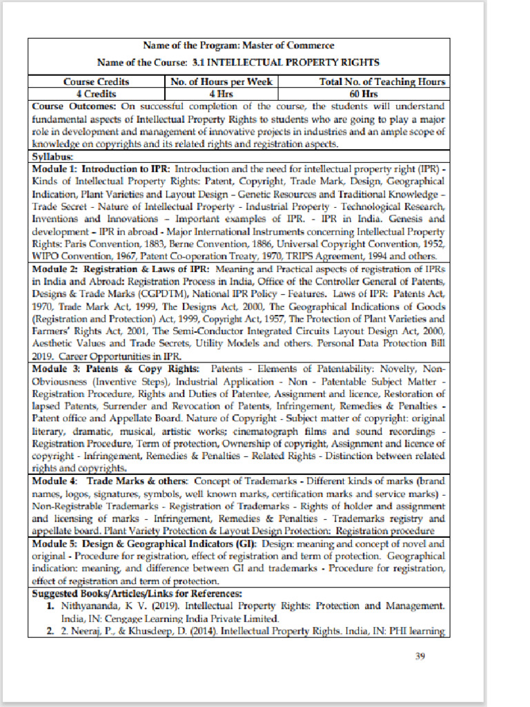 3rd Sem Syllabus | PDF