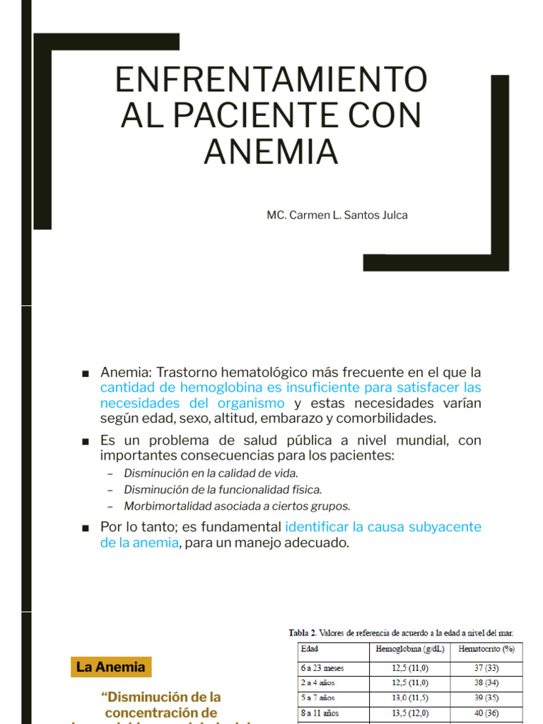 Enfrentamiento Al Paciente Con Anemia | PDF | Anemia | Especialidades ...