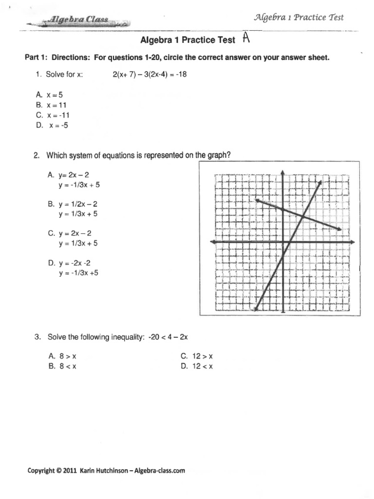 Alg 1 Practice Test For 12.2 | PDF