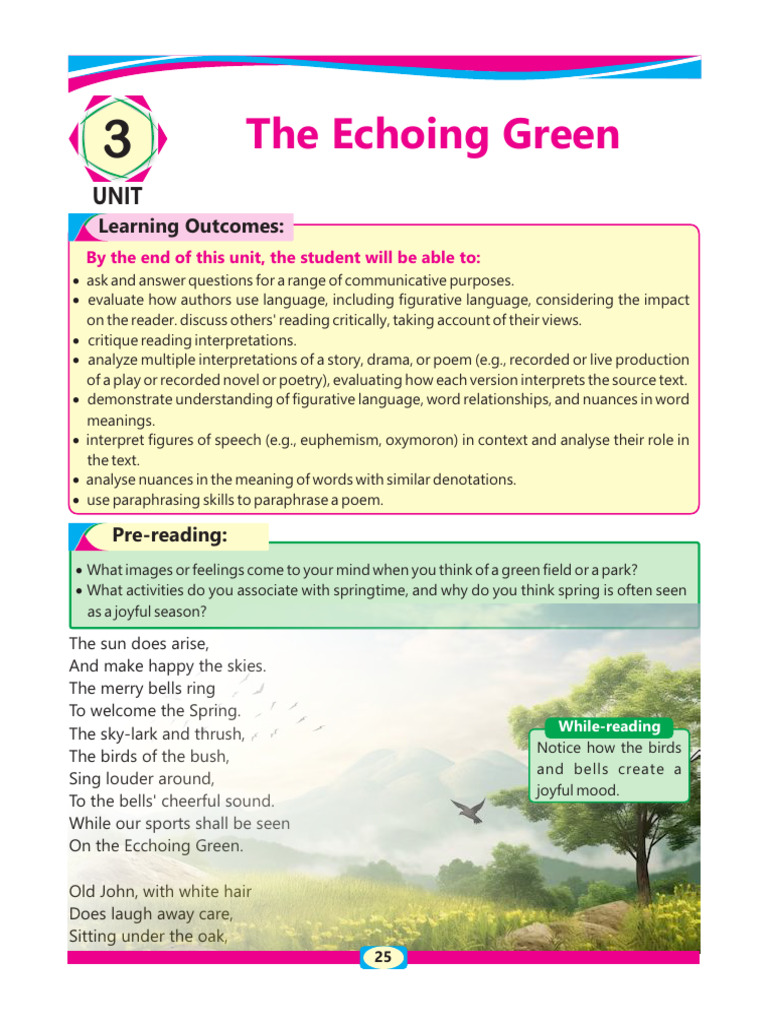 Summary of "The Echoing Green" | PDF | Poetry | William Blake