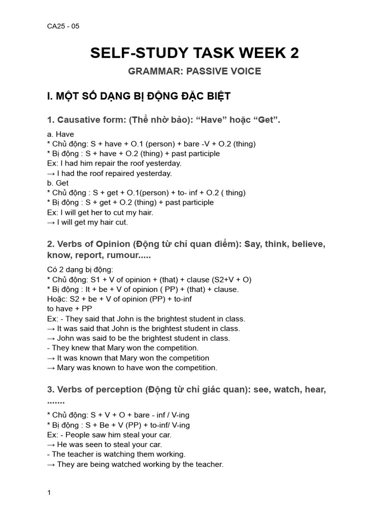 SELF-STUDY TASK WEEK 2 (GRAMMAR) (1) | PDF | Linguistics | Grammar